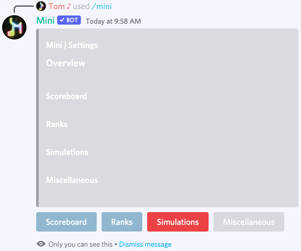 /mini settings | Mini - Discord Bot