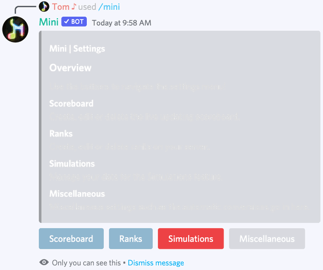 /mini settings | Mini - Discord Bot
