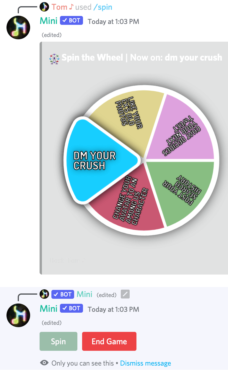 /spin custom | Mini - Discord Bot